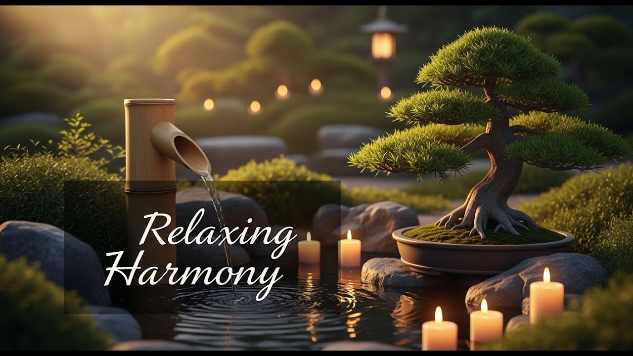 Calming Zen Flow Ambience Bamboo Fountain and Candle Glow for Healing ...