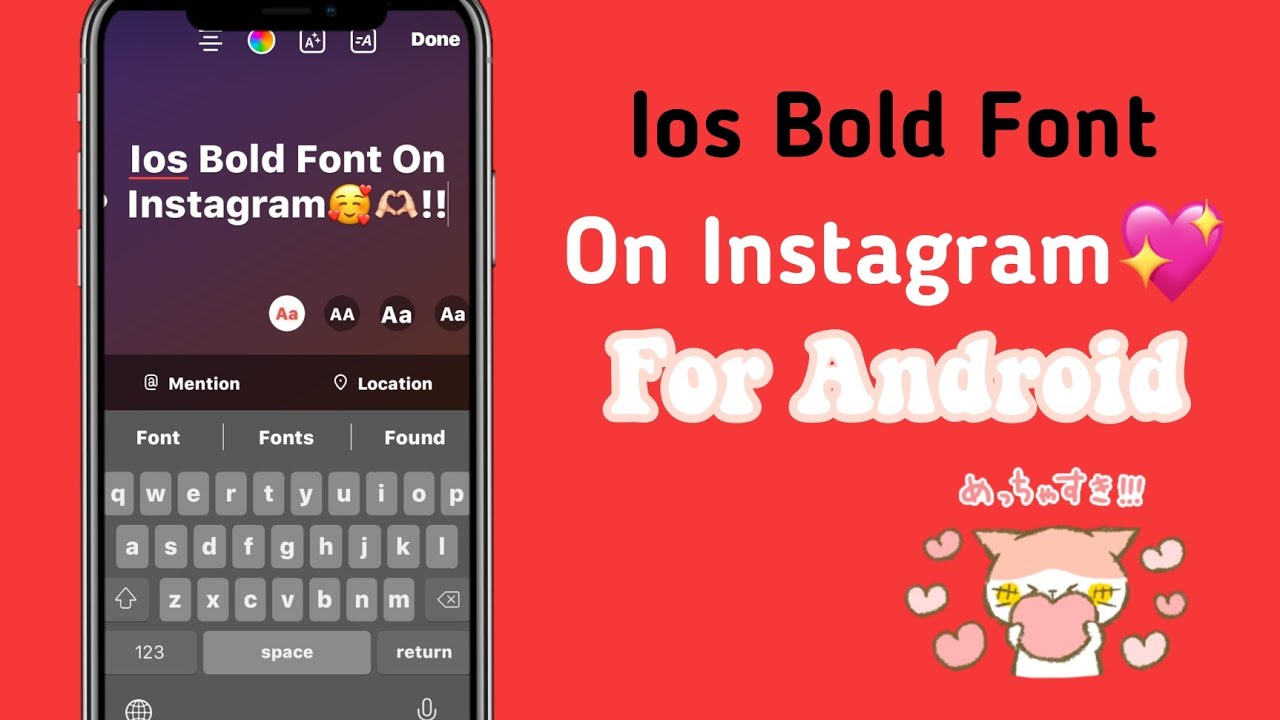 Ios bold font on with emoji instagram for any android - YouTube