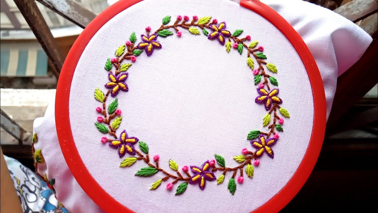 Hand Embroidery Circle Design Stitches, Circle Embroidery Design - YouTube