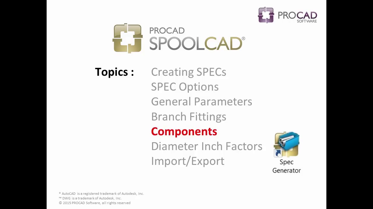PROCAD SPOOLCAD - Spec Generator Tutorial - YouTube