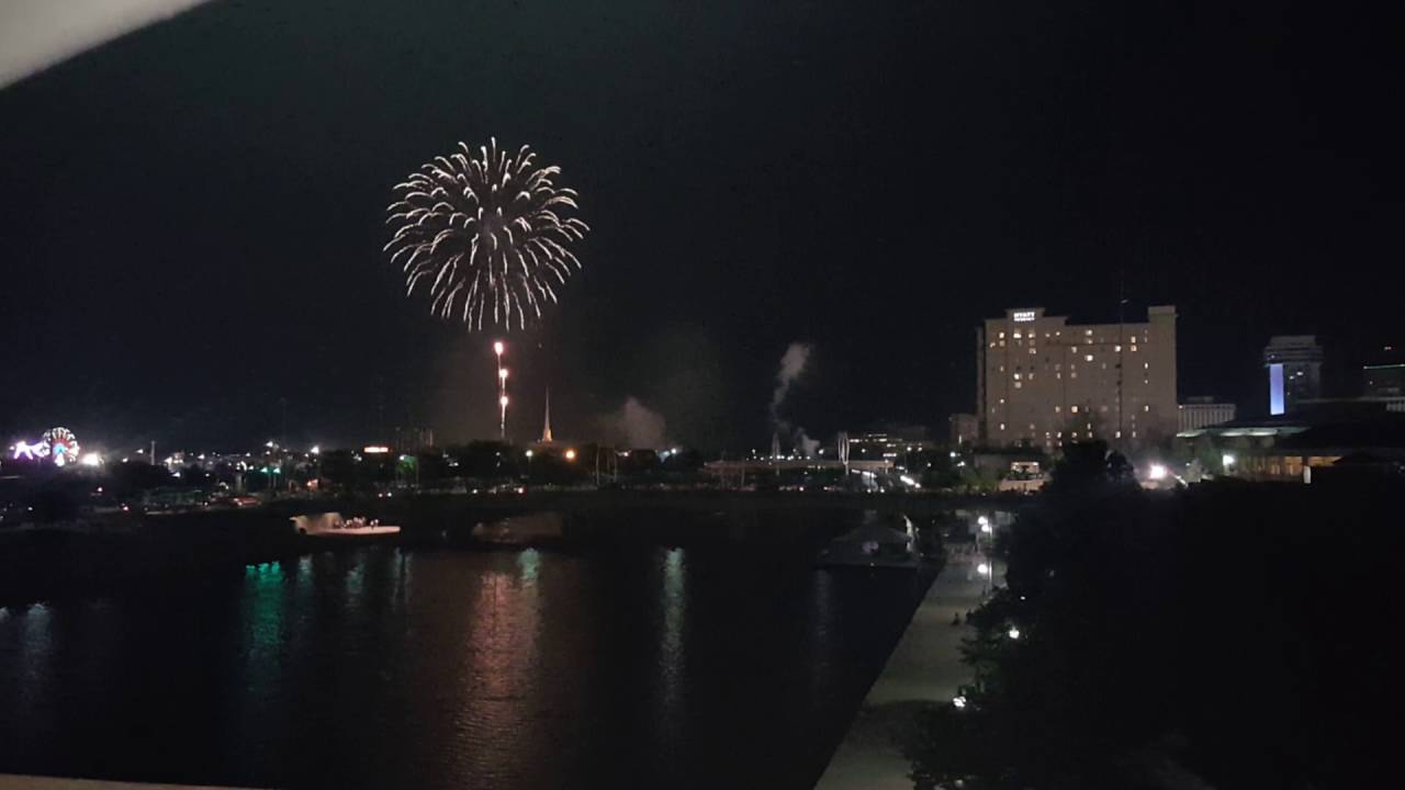 Fireworks in wichita riverfest.. - YouTube