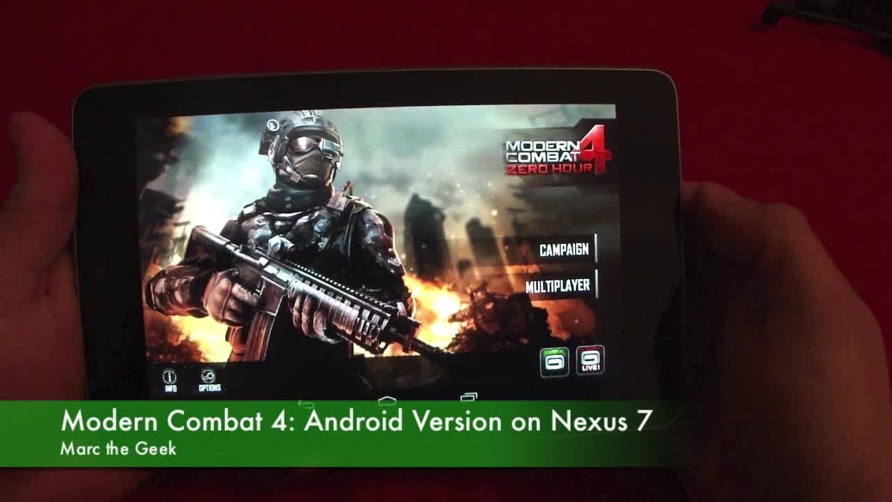 Modern Combat 4 for Android on Nexus 7 - YouTube