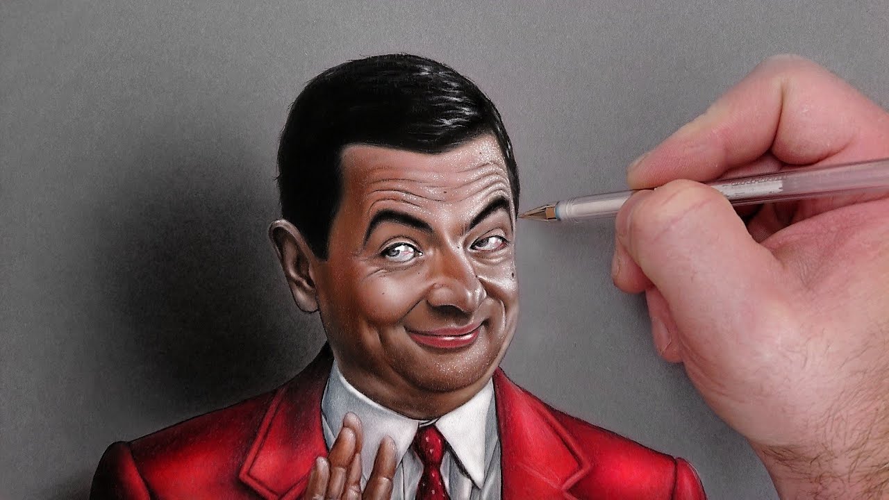 I DREW REALISTIC MR BEAN VALENTINES DAY (how to draw mister Bean, 3d ...