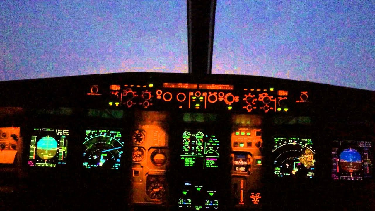 Cockpit view landing in low visibility - Airbus A321-200 - YouTube