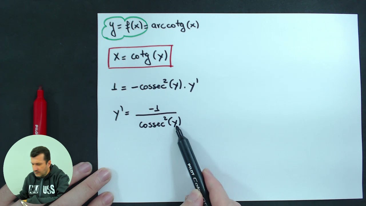 Derivada do arccotg(x) - YouTube