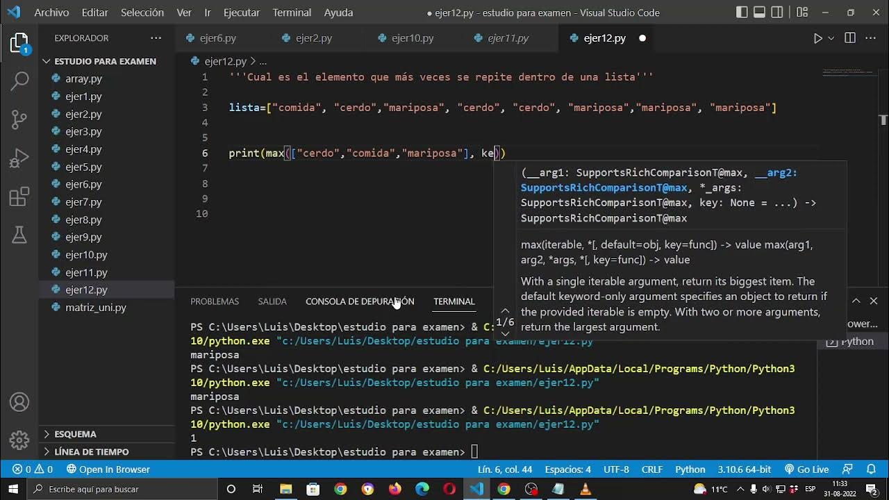 Encontrar el elementos que más se repite dentro de una lista con Python - YouTube