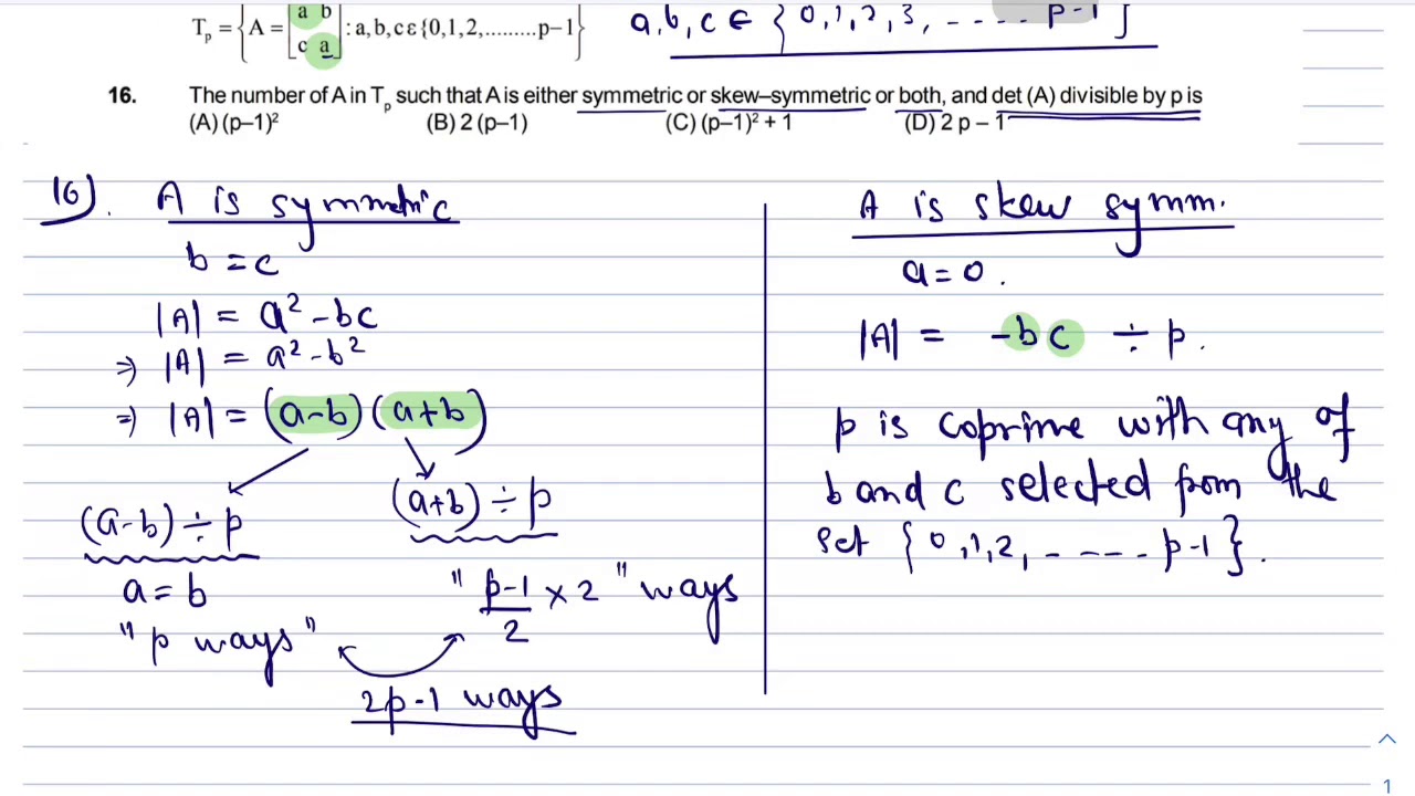 Advanced problems in matrices and Determinants - YouTube
