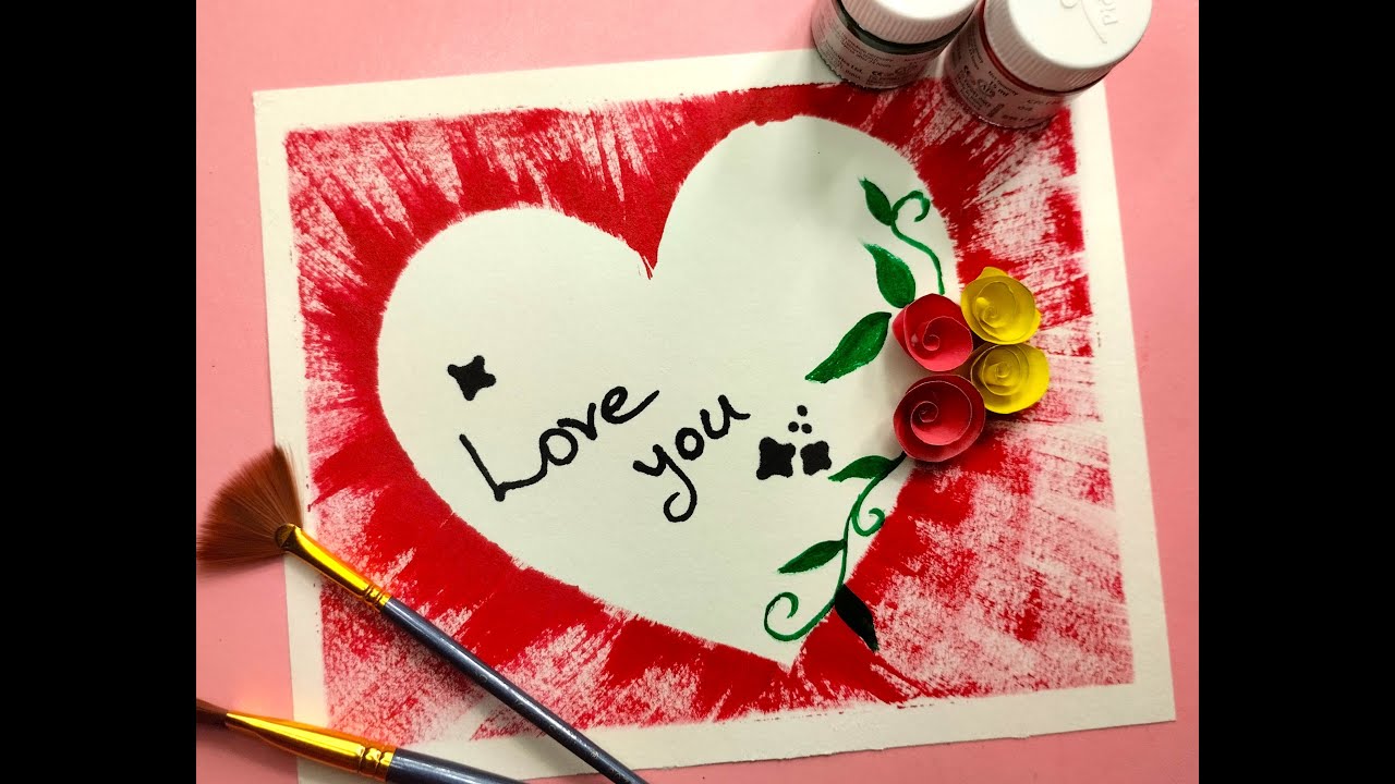 Beautiful Love Card Drawing _ Easy Acrylic Painting for Beginners ...