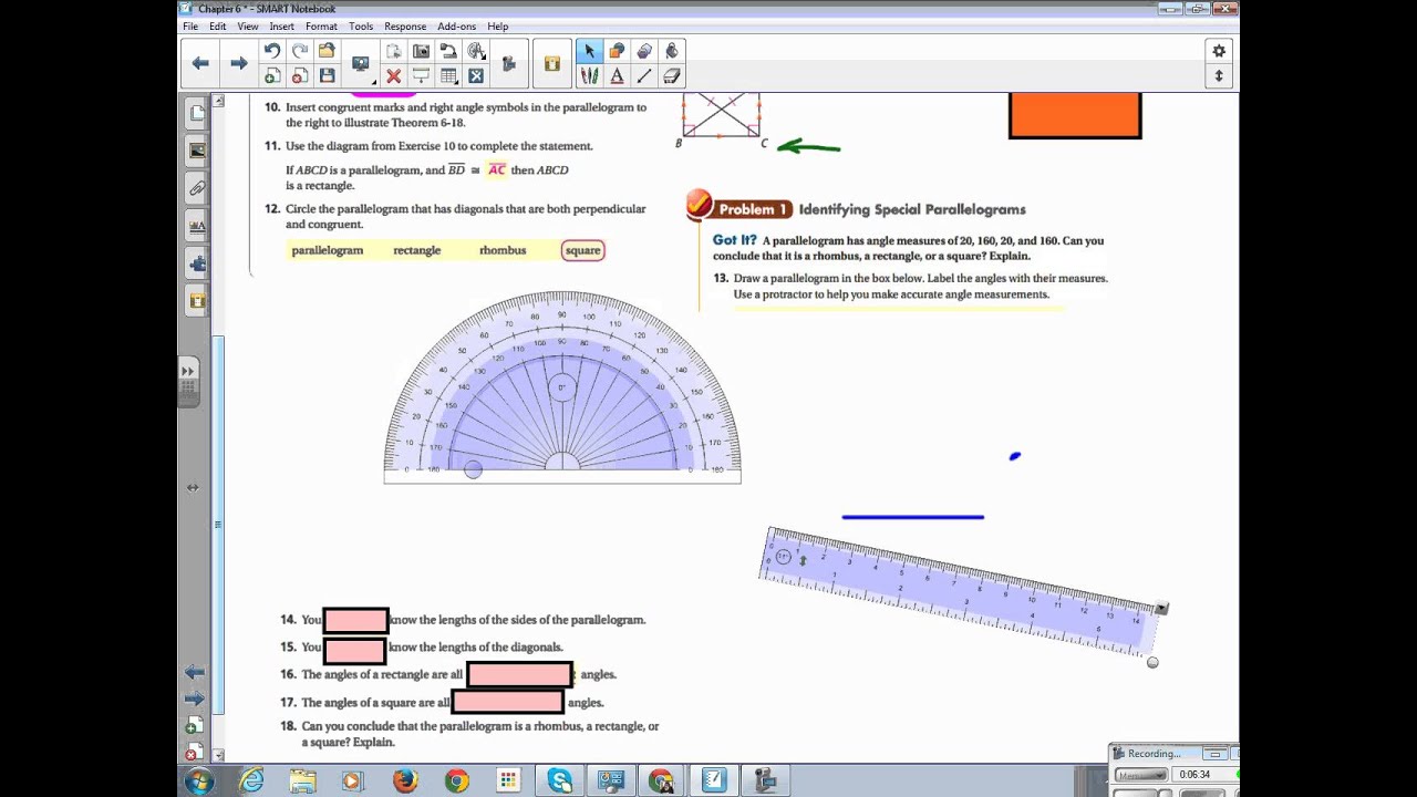 Geometry Chapter 6 Section 5 Conditions for Rhombuses Rectangles and Squares - YouTube
