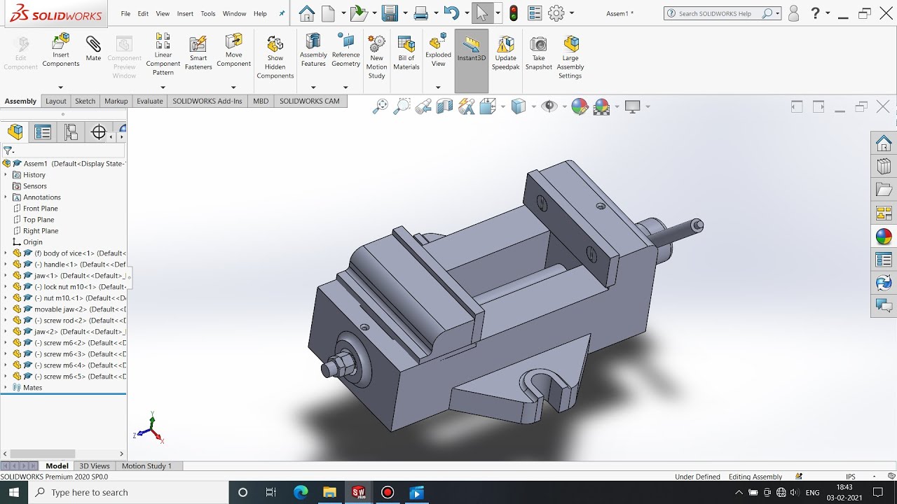 machine vice design and assembly in solidworks | - YouTube