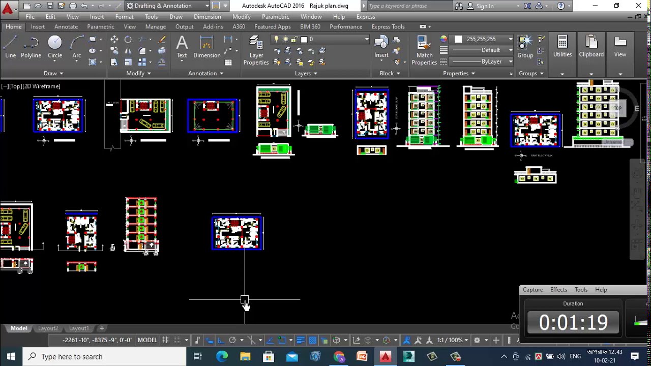 How to draw a section of the floor plan building in Autocad class 18 ...