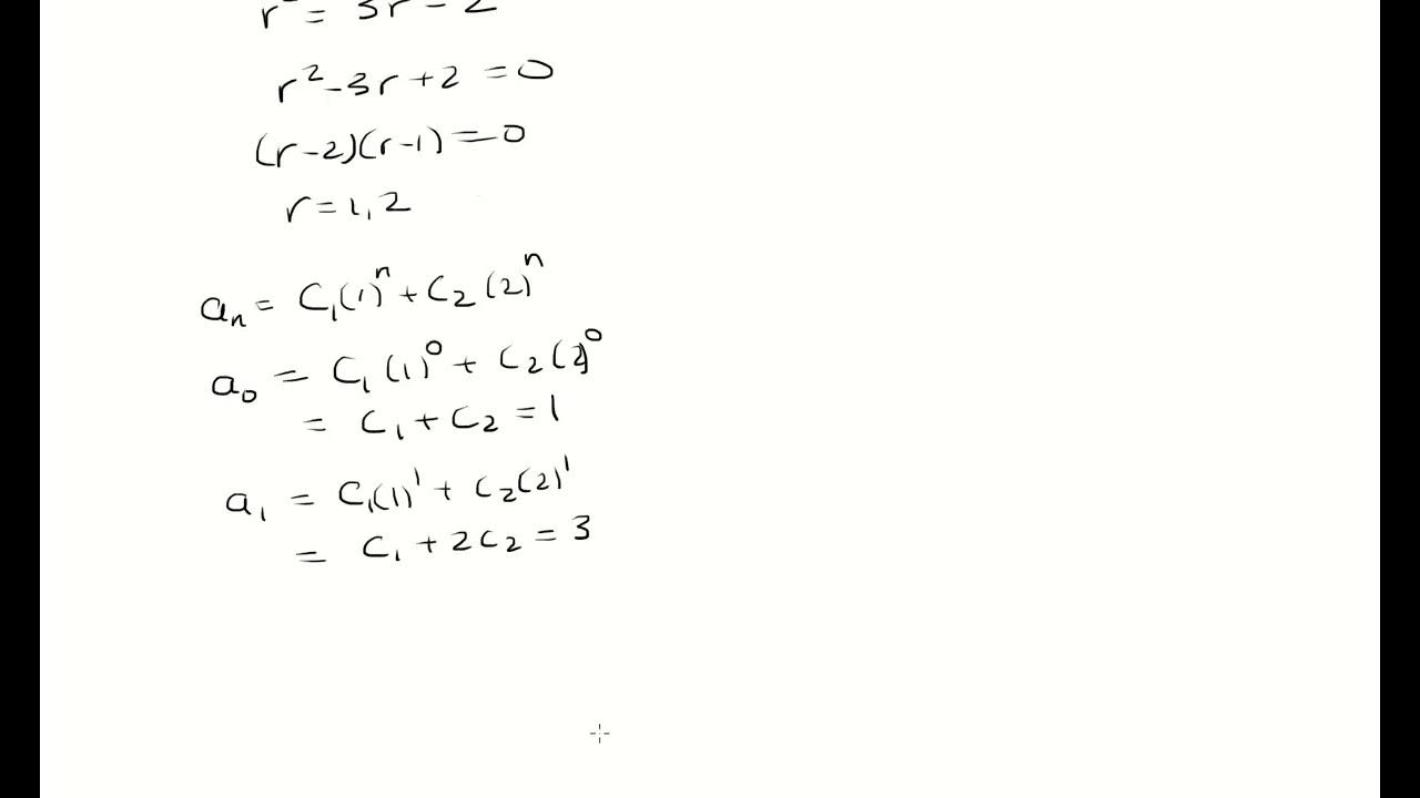 Solve the homogeneous recurrence relation an =3an−1 −2an−2 with initial ...