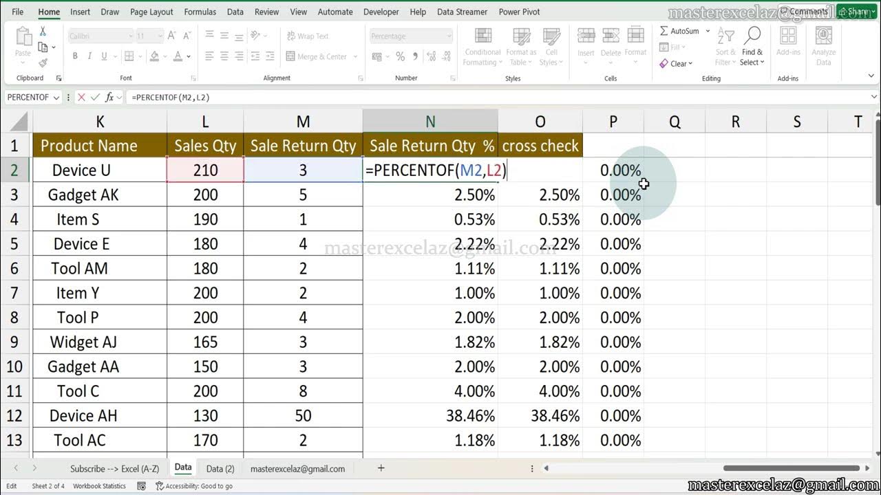 PERCENTOF New formula in ms excel 365 - YouTube