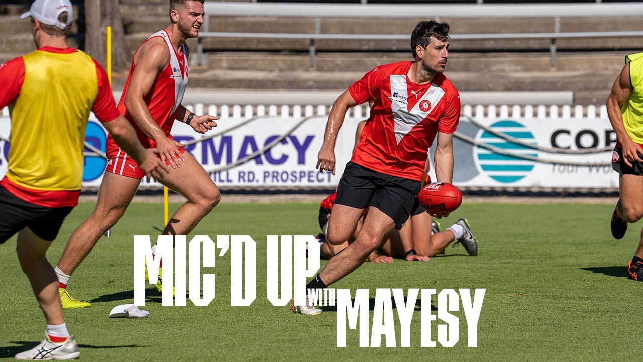 North Adelaide's Sam Mayes on the mic at training - YouTube