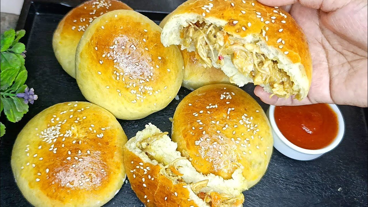 Chicken Stuffed Bun Recipe | Homemade Chicken Bun Recipe By NA Kitchen ...