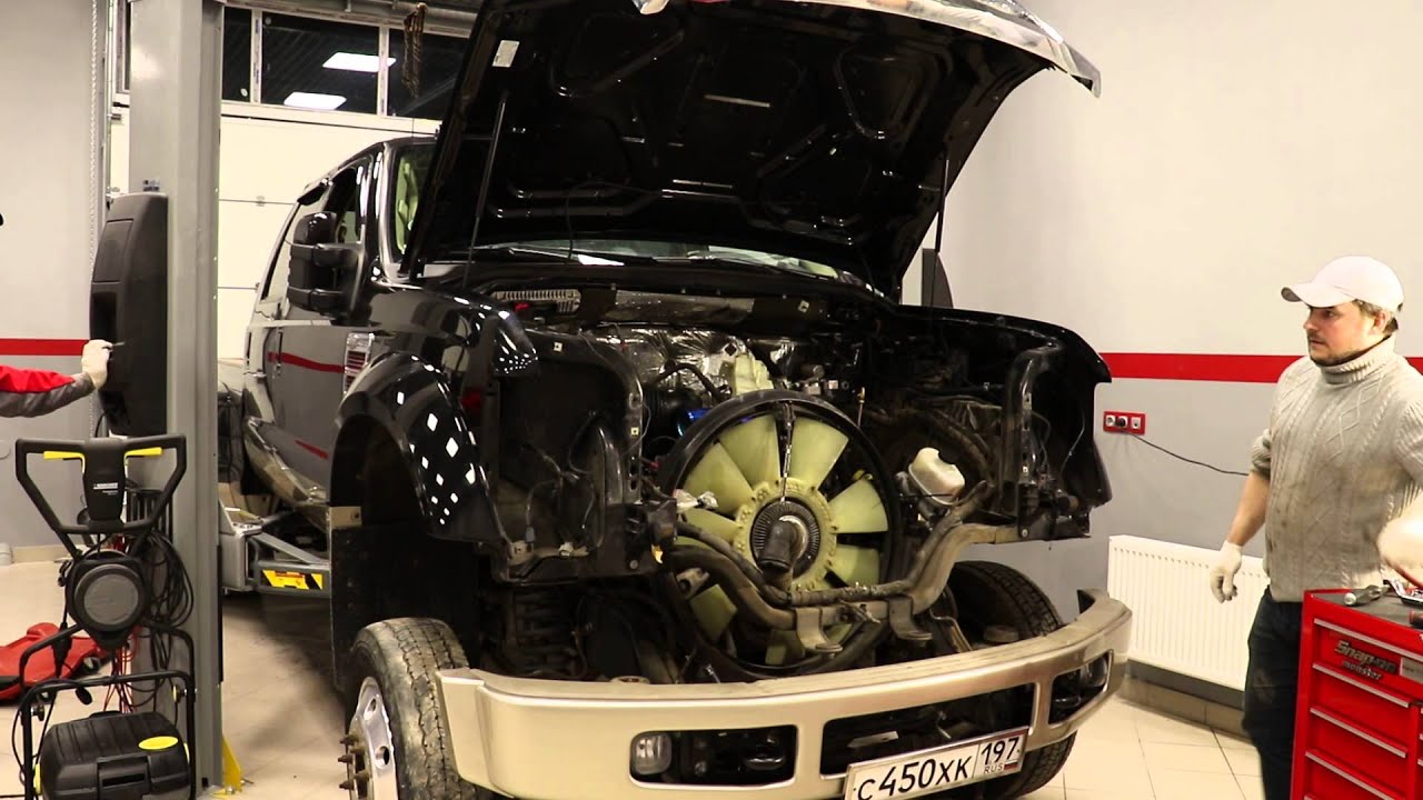 (18+) Ford F450 6.4 Powerstroke cab off - YouTube