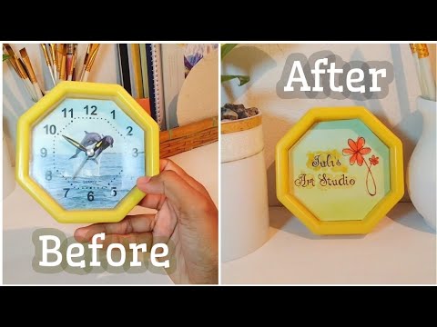 DIY recycling old desk clock | logo painting for channel | Gouache ...