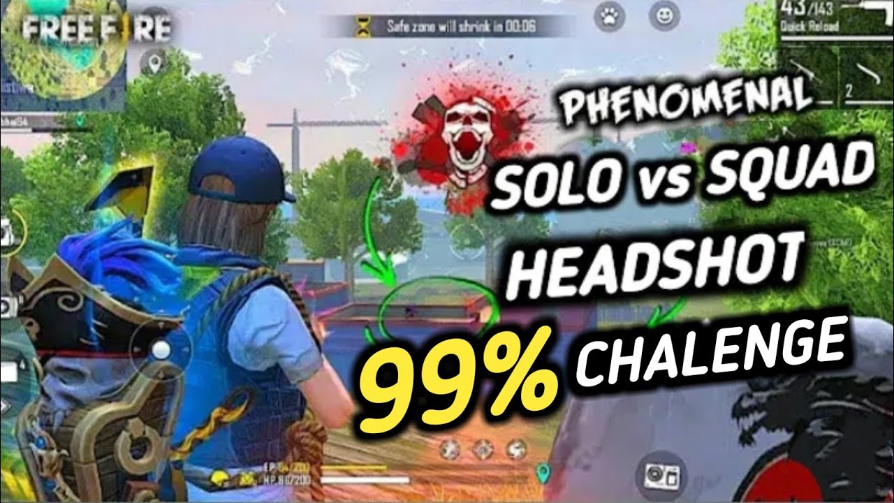 👉SOLO vs SQUAD || 👹HeadShot 99% Chalenge ||☠️ Garena free fire-free ...