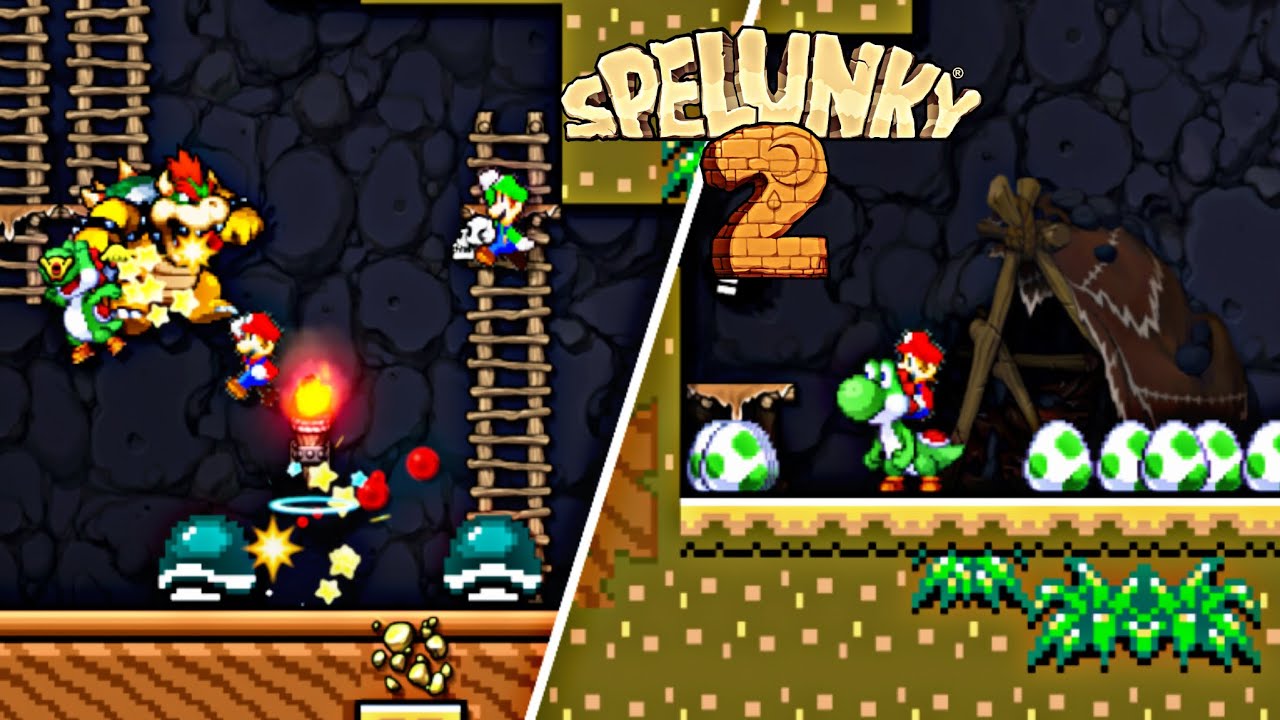 Spelunky 2, But The ENTIRE Dwelling is Mario Themed - YouTube