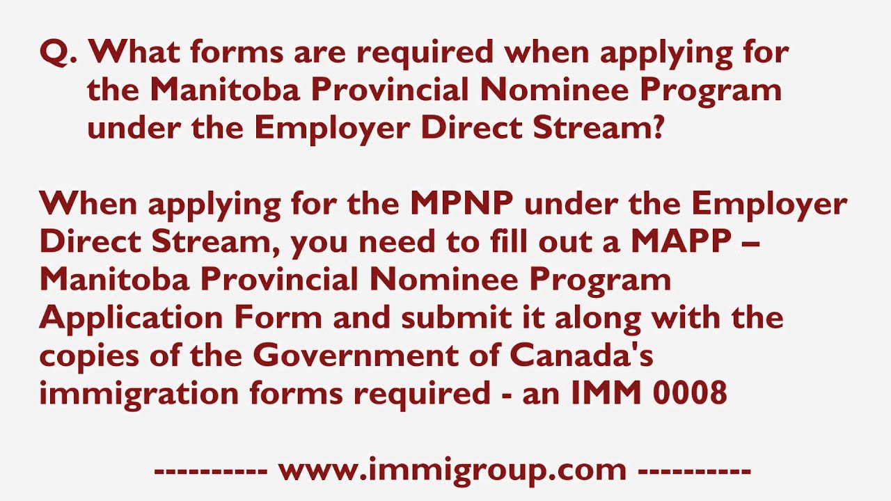 What forms are required when applying for the MPNP under the Employer ...