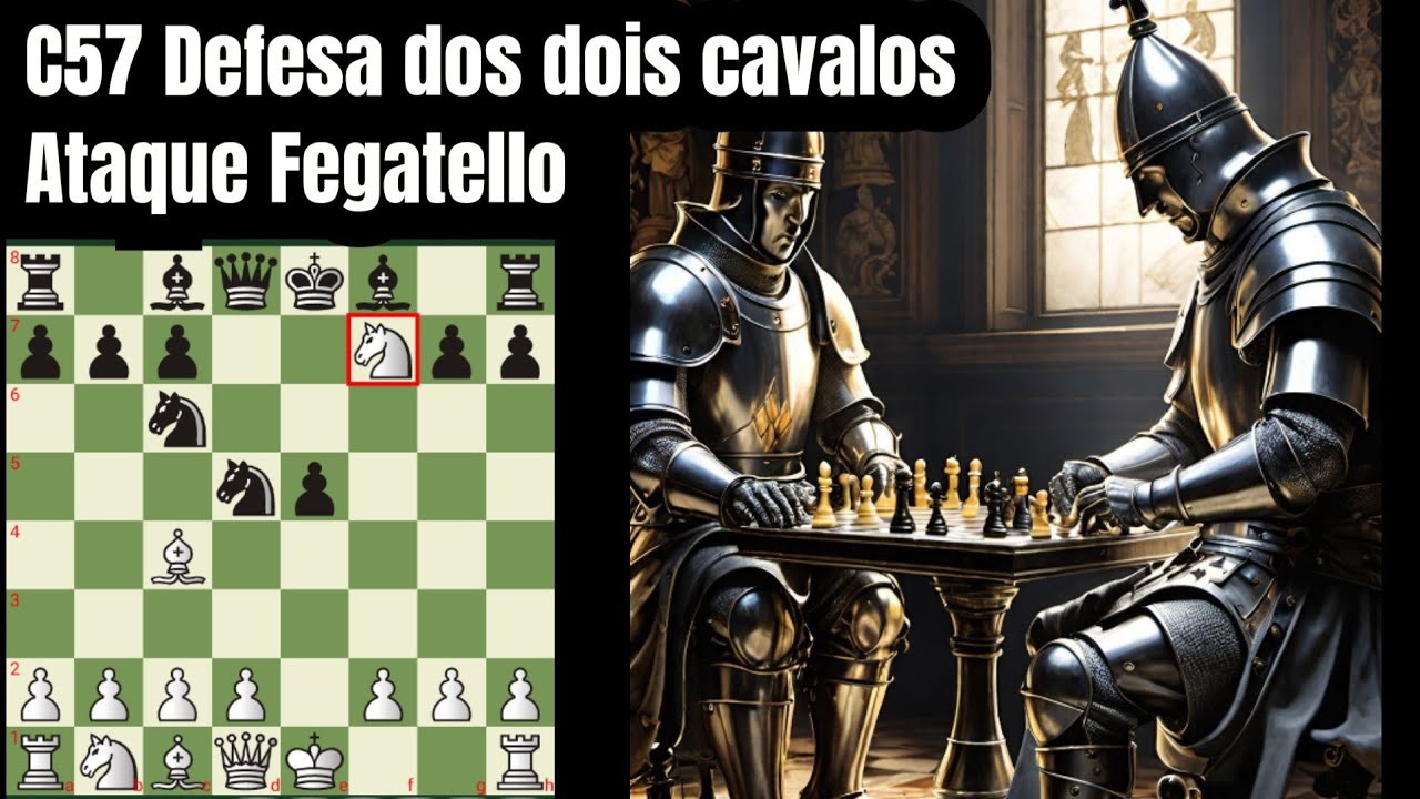 C57 Ataque Fegatello ♟️ Sacrifício em f7 na Defesa dos Dois Cavalos ...