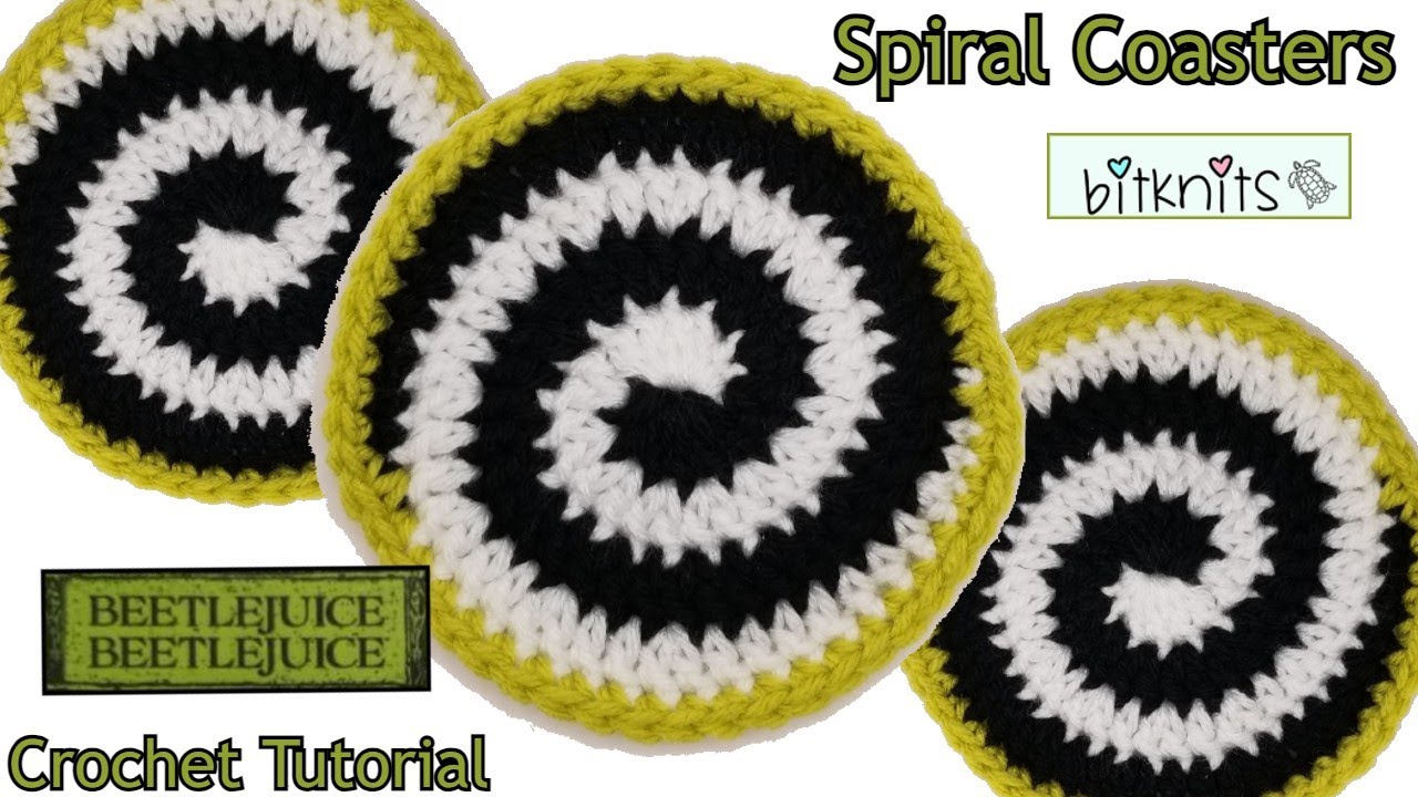 Beetlejuice Inspired Crochet Coasters | Spiral Coasters | 2 Color Spiral Crochet - YouTube