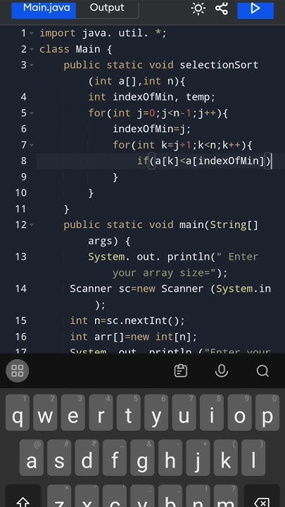 Selection Sort in java 😍😍#code #java code - YouTube