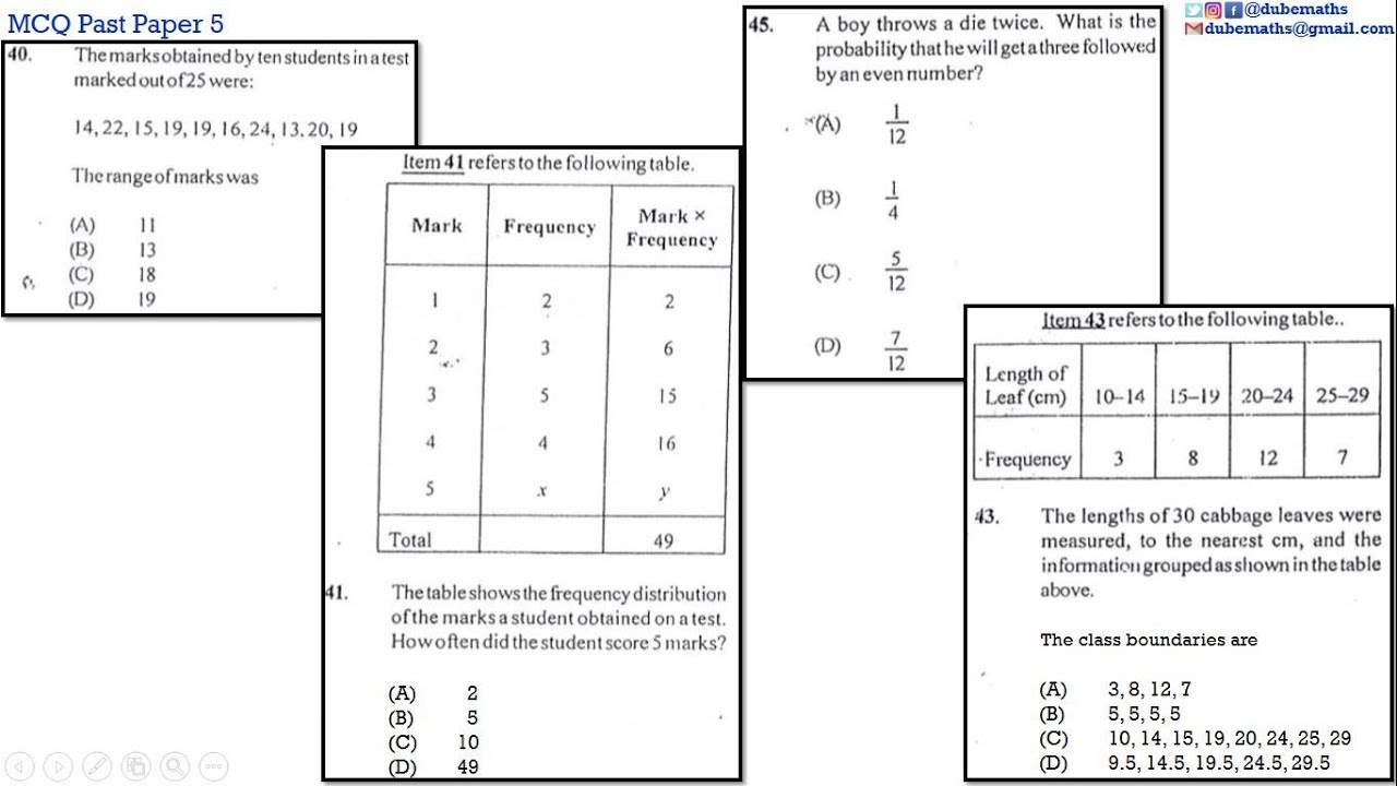 40,41,43&45 | Statistics | Multiple Choice 5 | CXC CSEC Mathematics ...