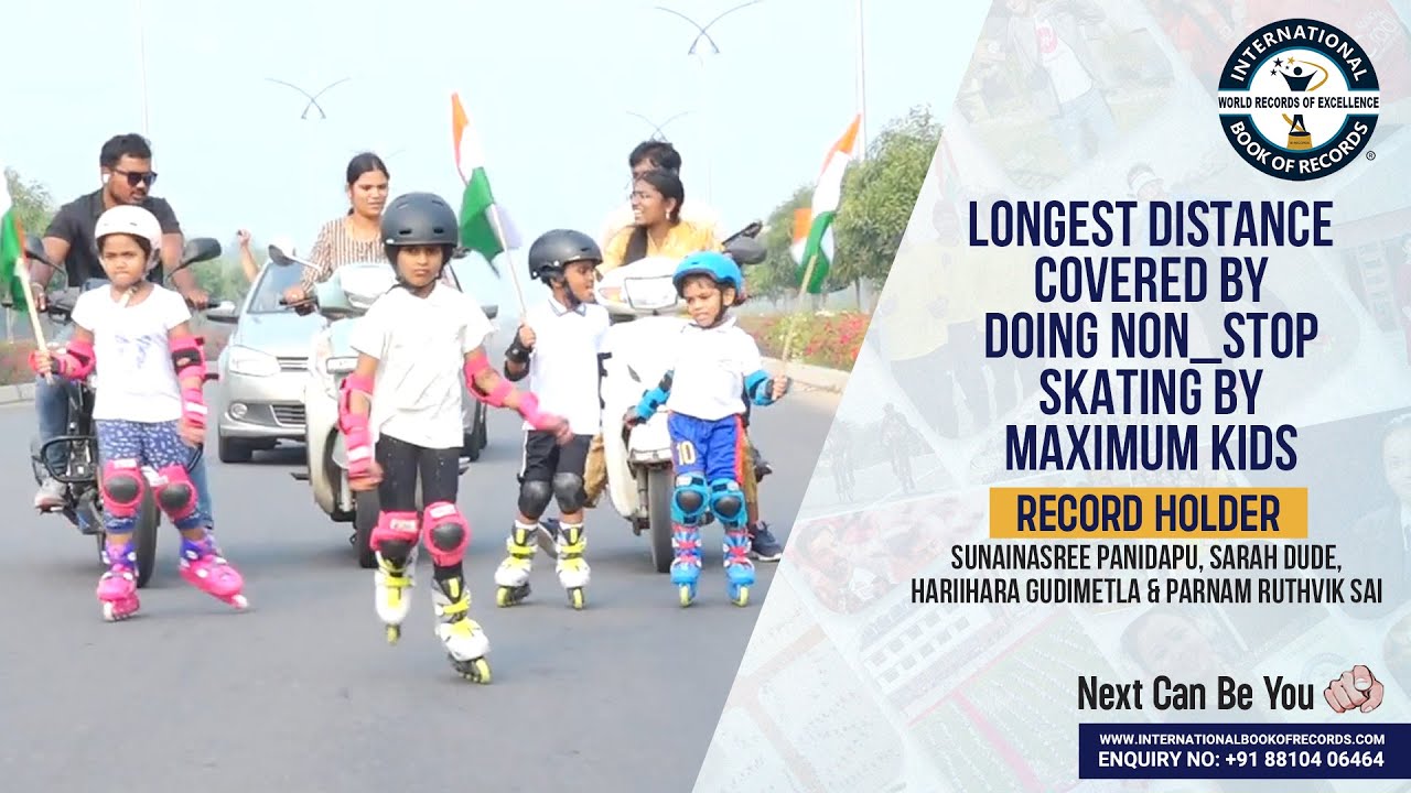 LONGEST DISTANCE COVERED BY DOING NON STOP SKATING BY MAXIMUM KIDS ...