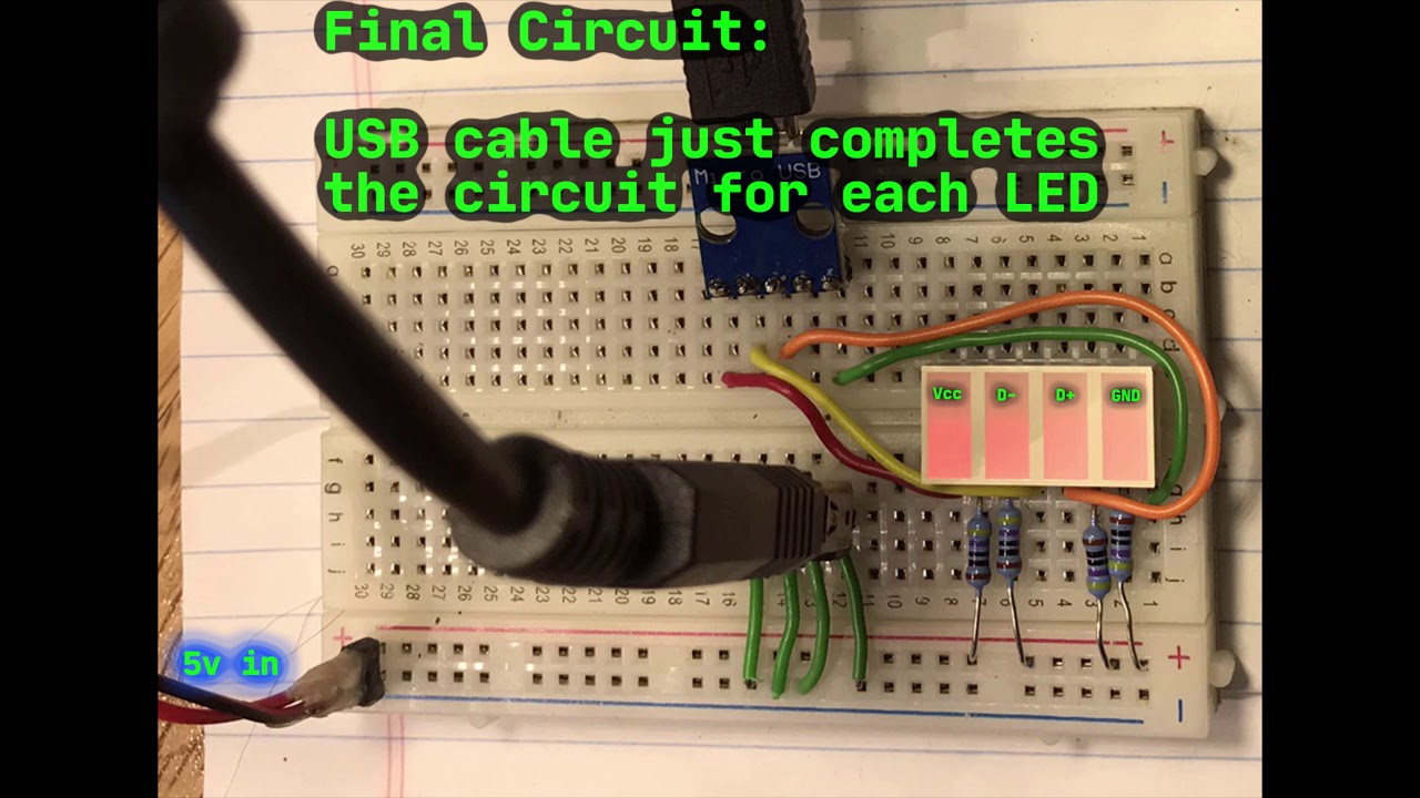 Simple USB cable tester with 4 LEDs and 4 resistors. - YouTube