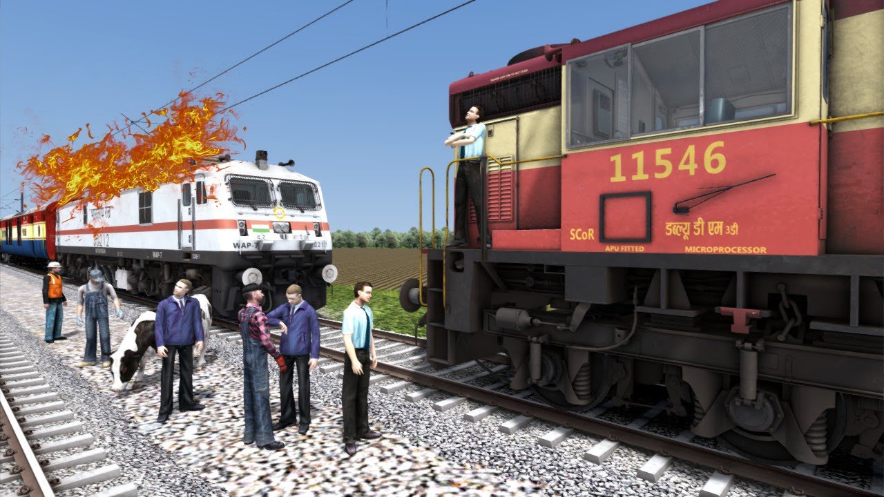 Loco Failed of ICF RAJDHANI Express train :- Rescue by WDM 3D -:- Train ...