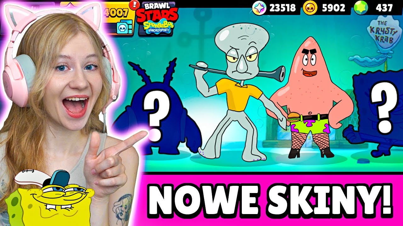 Zrobiłam *NOWE SKINY* SPONGEBOB x BRAWL STARS!🧽- SKALMAR MORTIS, PATRYK ...