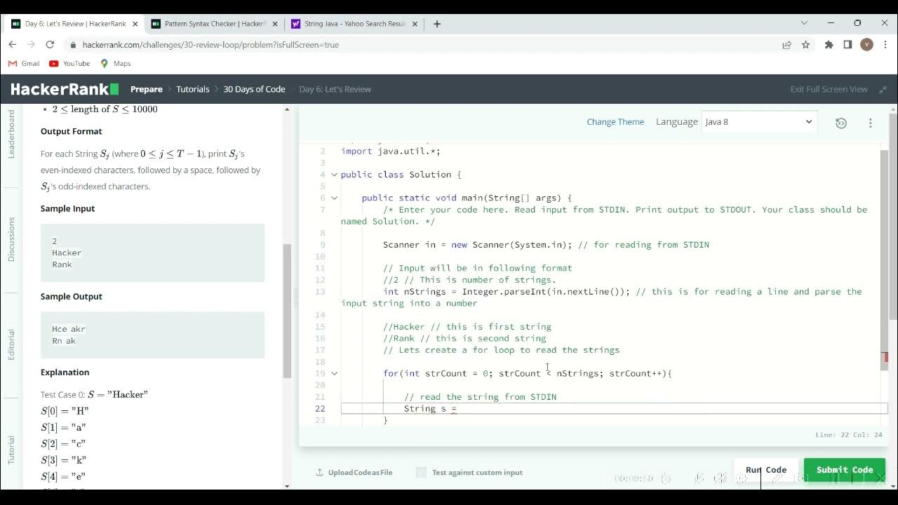 Hackerrank Problem Solution 1 Java Strings Youtube
