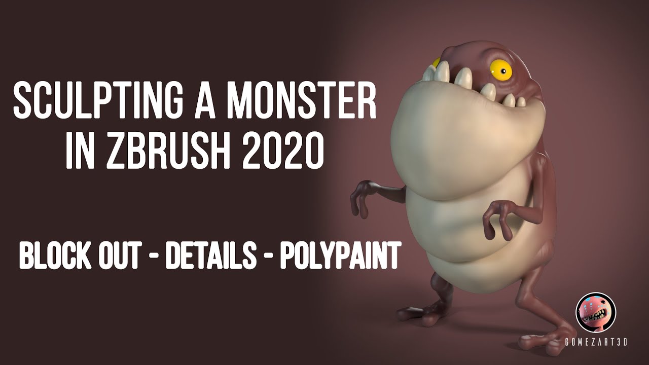 Sculpting a monster in zbrush 2020 - Blockout - Details - Polypaint ...