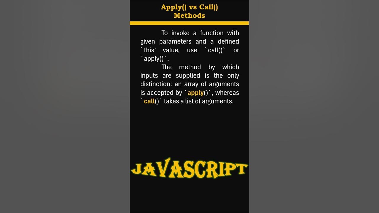 apply vs call method in js || javascript - YouTube