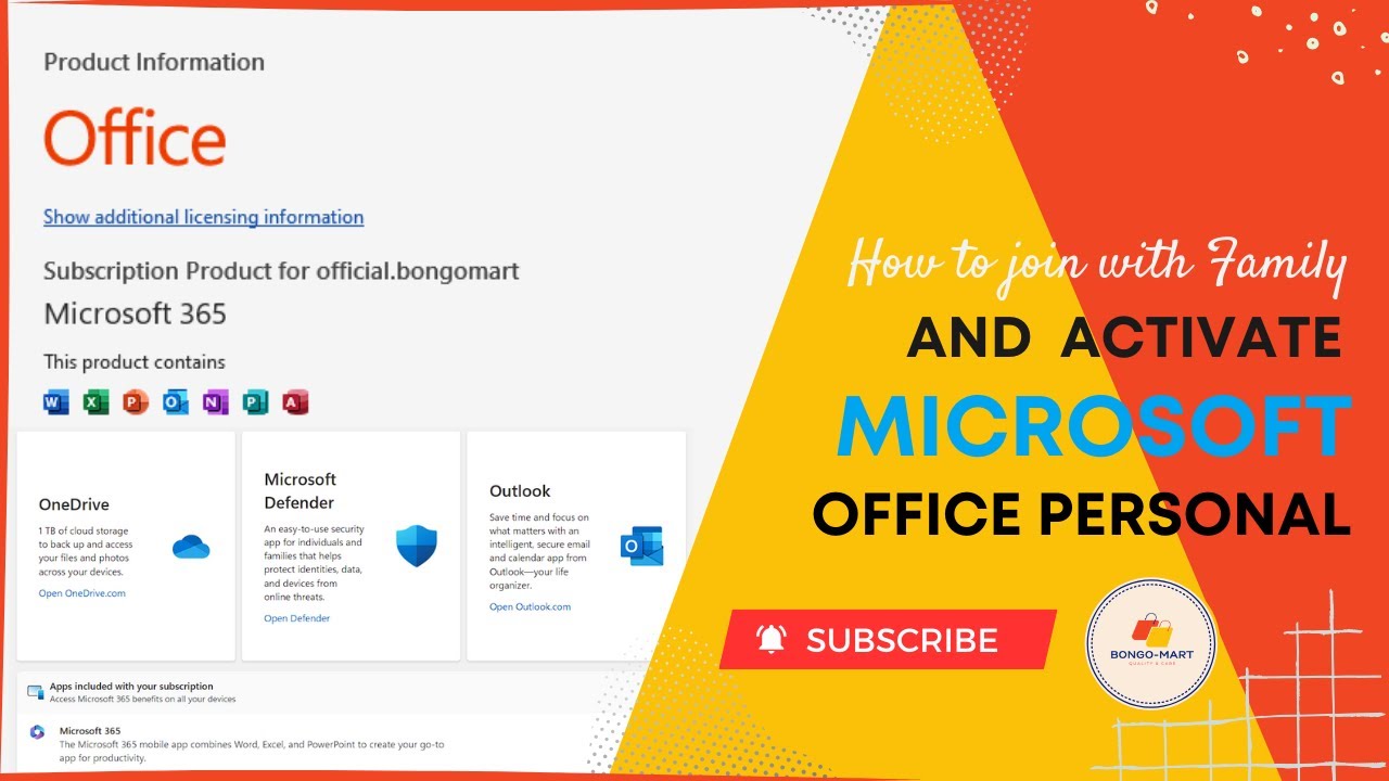 Microsoft Office 365 Personal- Joining and Office Activation By Bongo ...