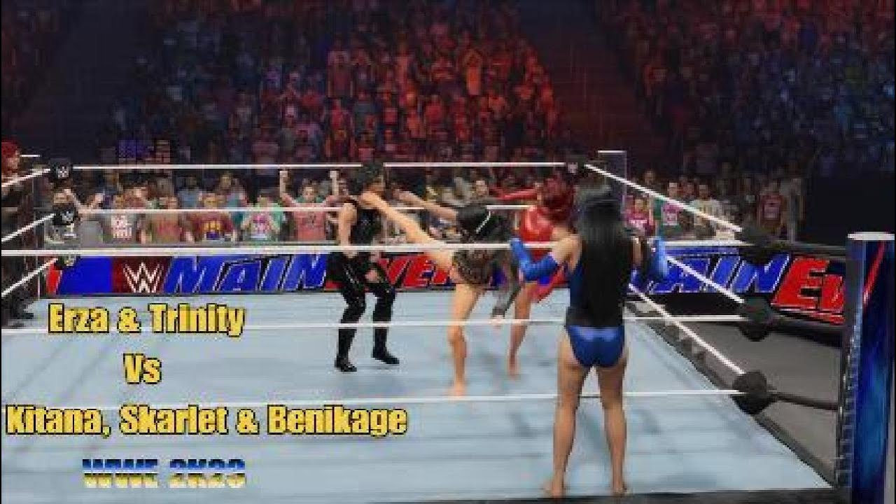 WWE 2K23 Erza & Trinity Vs Masked Superstars Kitana, Skarlet & Benikage ...