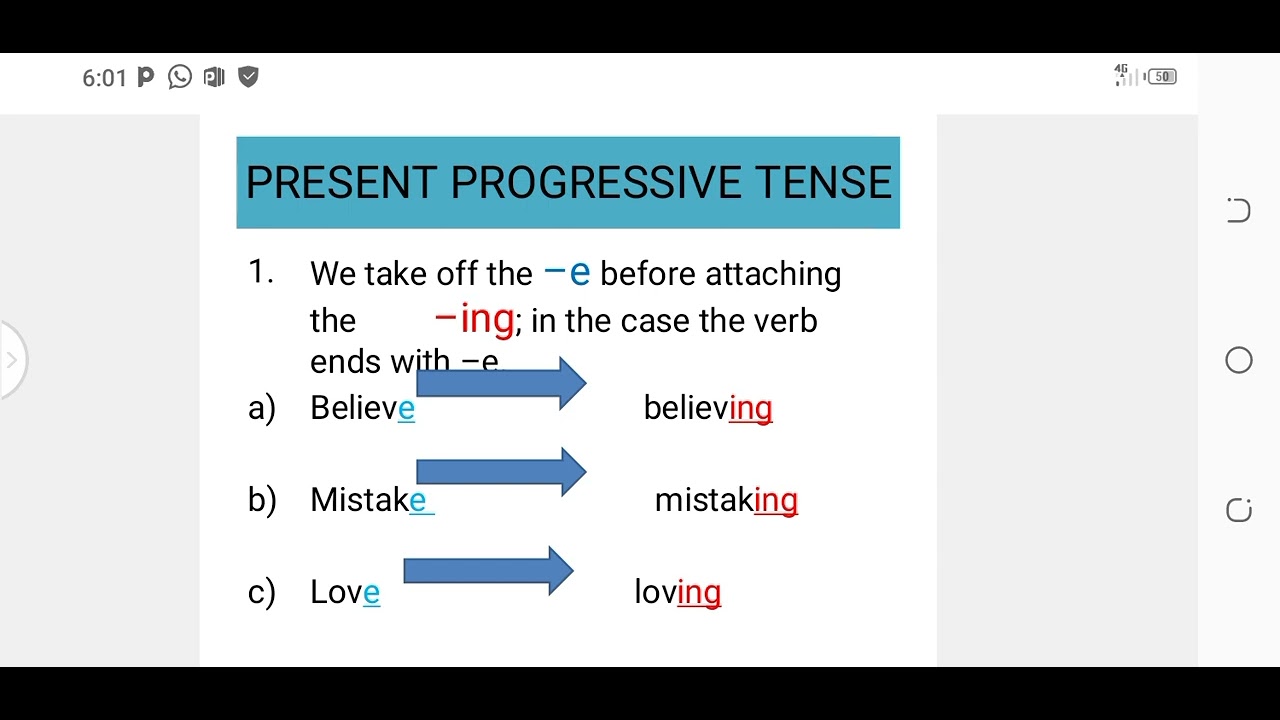 Present Progressive Tense Spelling Rules 5 - YouTube