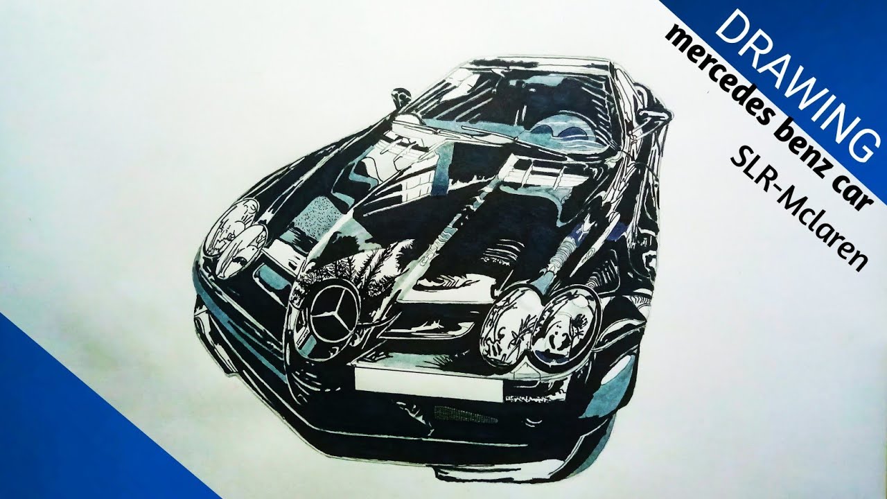 DRAWING MERCEDES BENZ SLR-MCLAREN) mercedes benz car drawing || slr ...