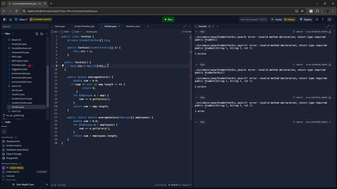 APCS A Java Tutorial: Implementing the Tardies Program - Fill Student Data Method | Class 26 ...