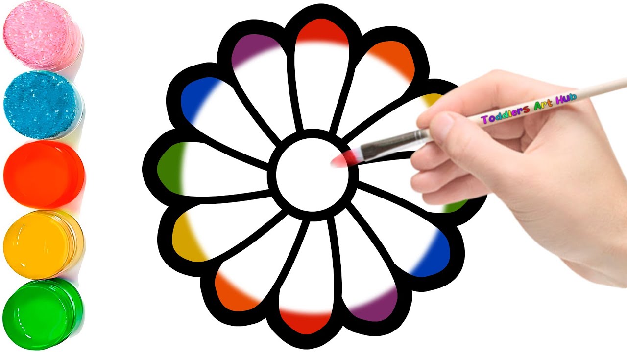 Rainbow Flower Drawing | Easy Colourful Flower Drawing Easy Step by ...
