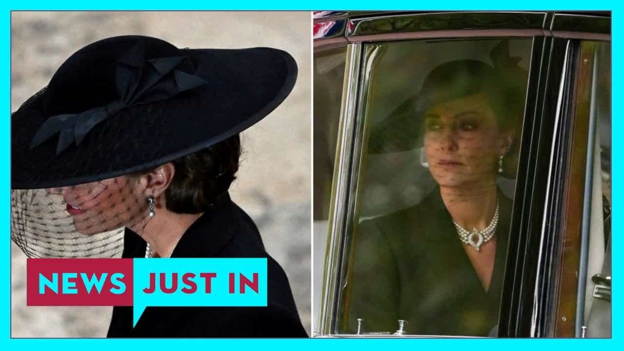A princess in mourning: Devastated Kate fights back tears as she ...
