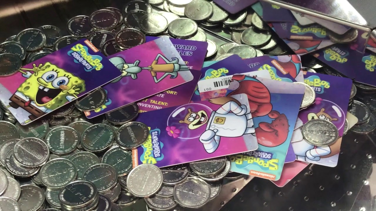 Main Event Arcade - Spongebob Coin Pusher Part 3 - Spending all our ...