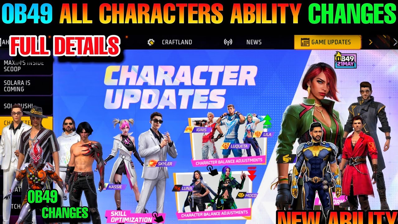 OB49 UPDATE CHARACTER SKILL ABILITY FULL DETAILS | FREE FIRE MAX OB49 ...