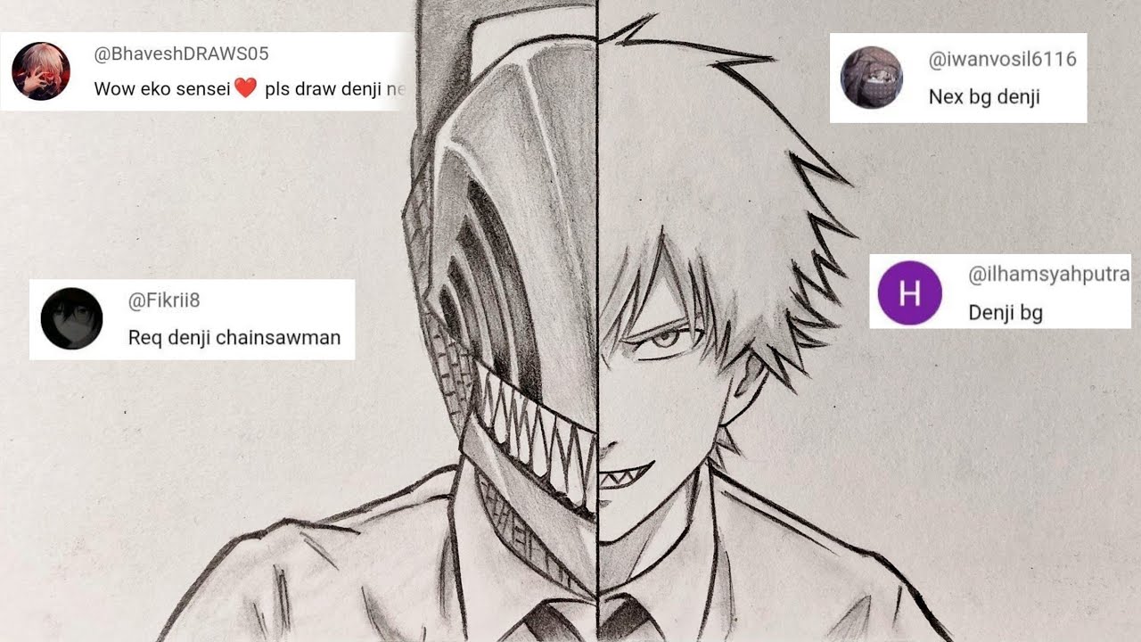 How to Draw Denji chainsaw man | pencil sketch | how to draw anime boy ...