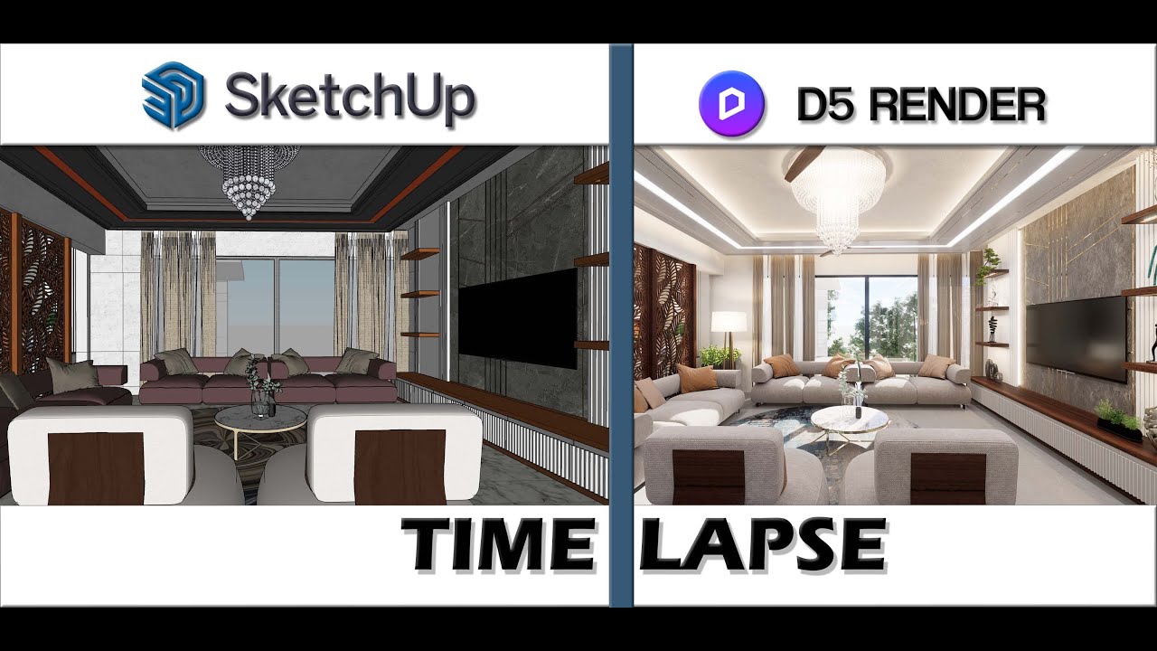 SKETCHUP TO D5 RENDER | LIVING AND DINING INTERIOR | TIME LAPSE - YouTube