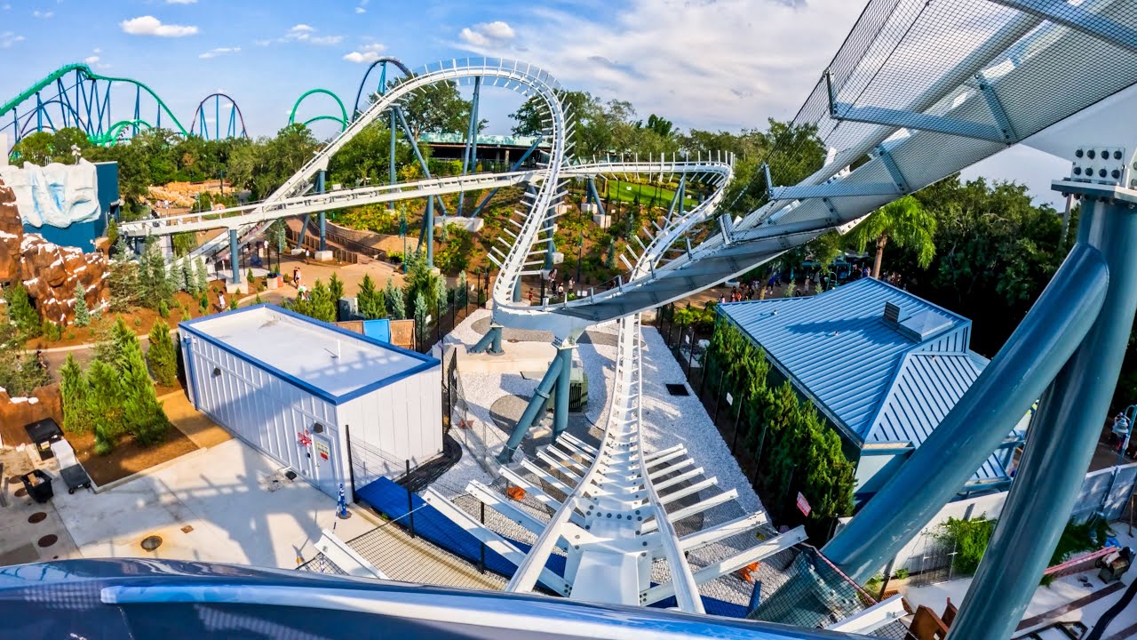 Penguin Trek 4K 60fps front-seat on-ride POV SeaWorld Orlando (2024 ...