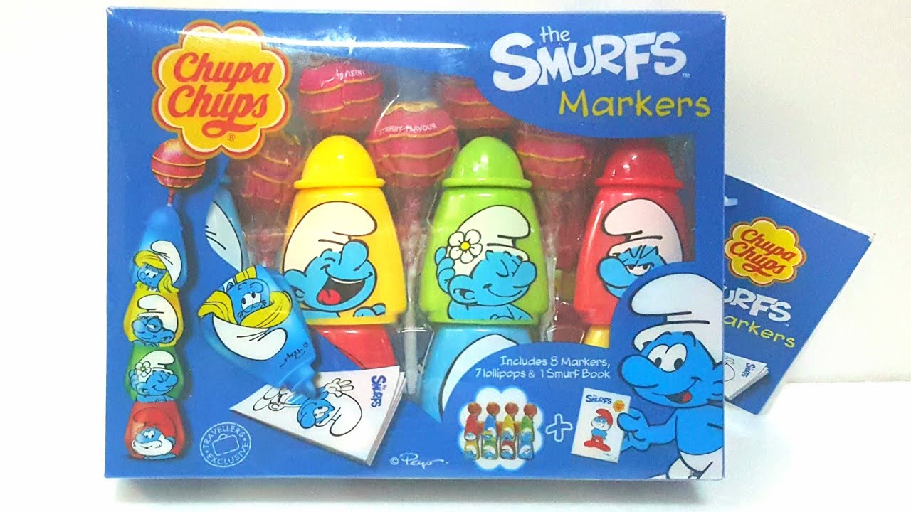 Smurfs Chupa Chups Lollipops With Colourful Markers and Colouring Book ...