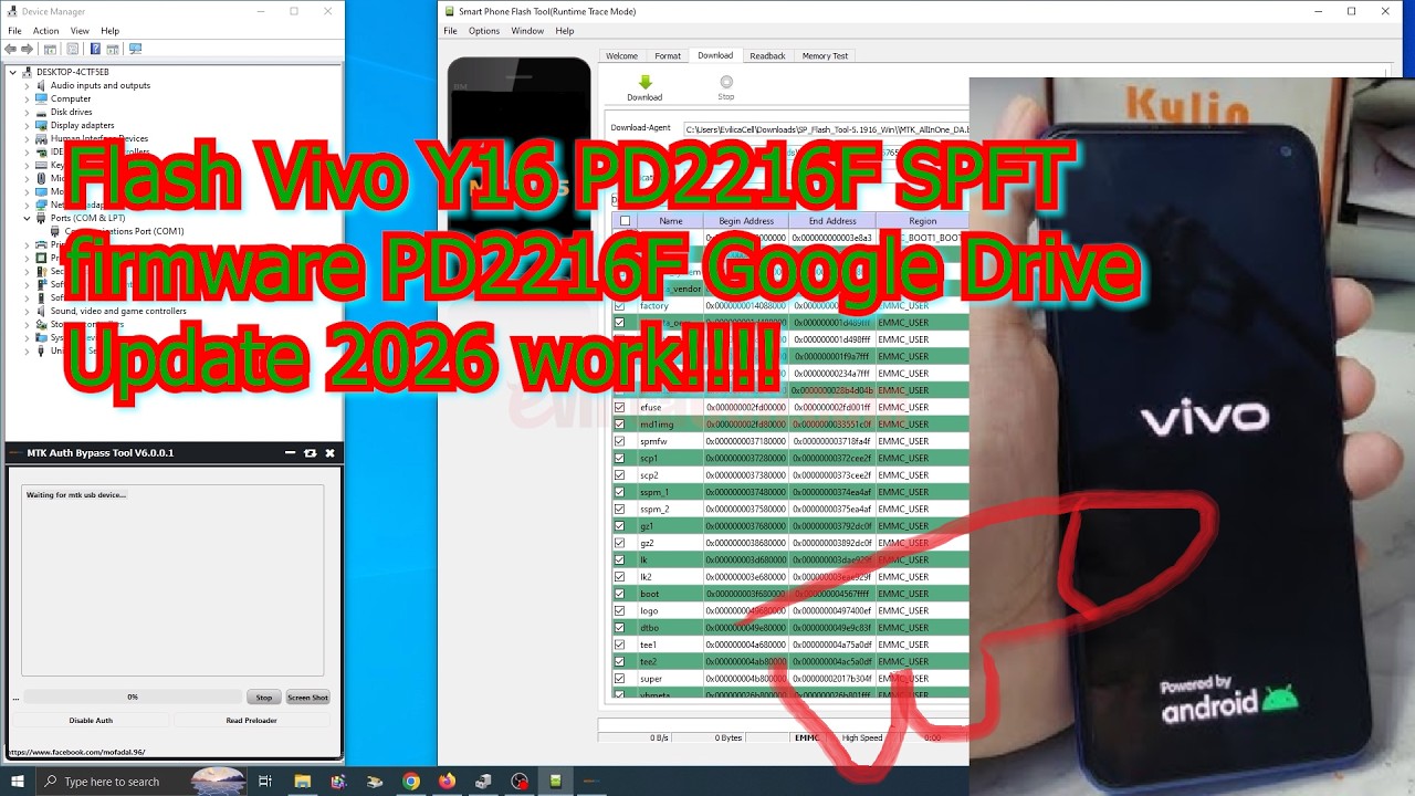 Tutorial Flash Vivo Y16 PD2216F via SP FlashTool Work - YouTube