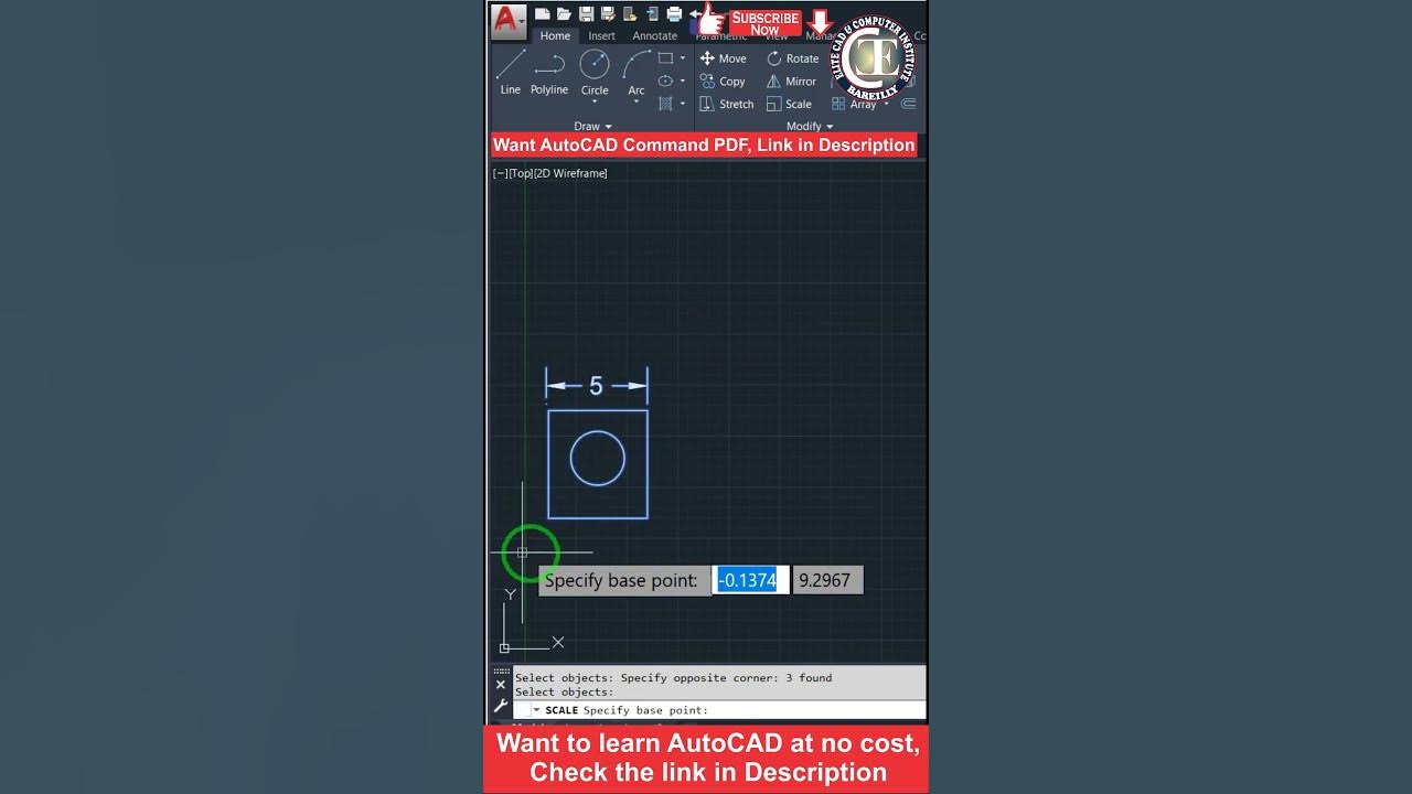 Scaling Reference Command I Autocad Tutorials I #autocad #cad #shorts #circlecommandinautocad ...